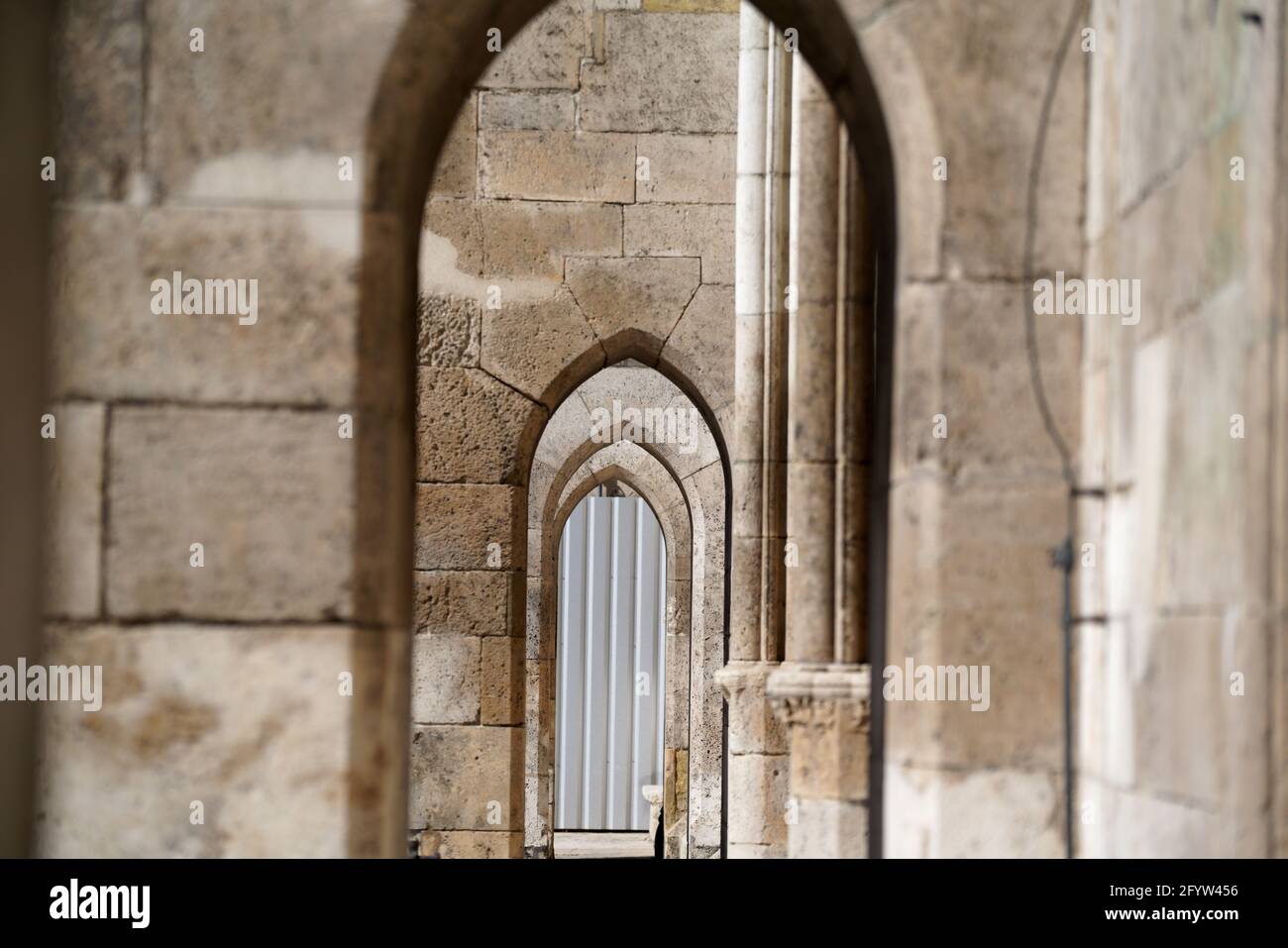 The Romanesque style vaulted arches Stock Photo - Alamy