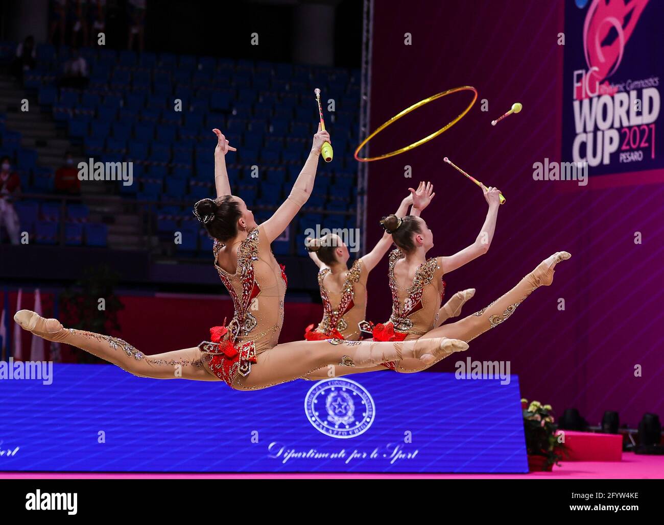 Russian group team during the Rhythmic Gymnastics FIG World Cup 2021 Pesaro at Vitrifrigo Arena ...