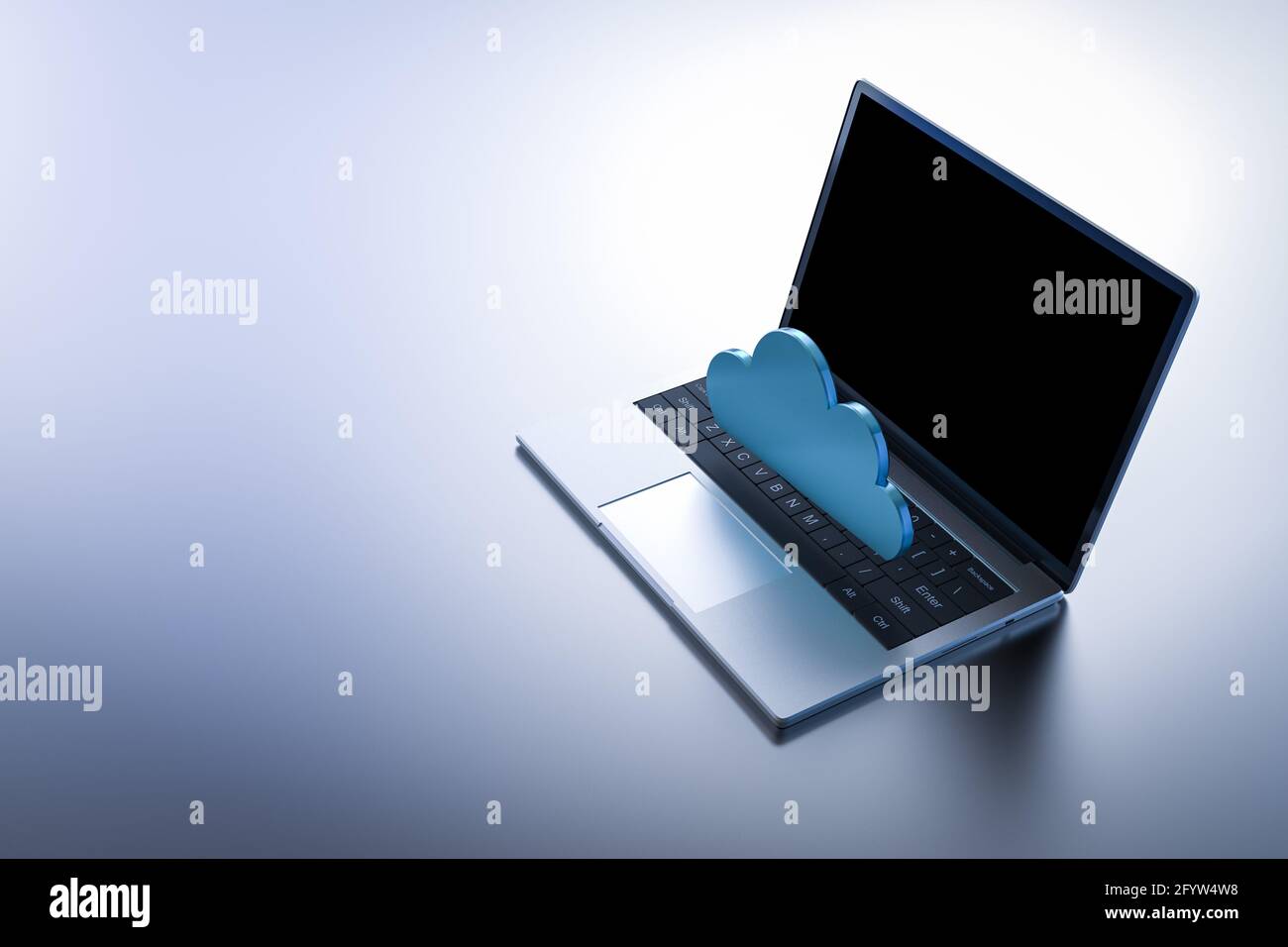 Cloud storage technology with 3d rendering files in cloud with computer ...