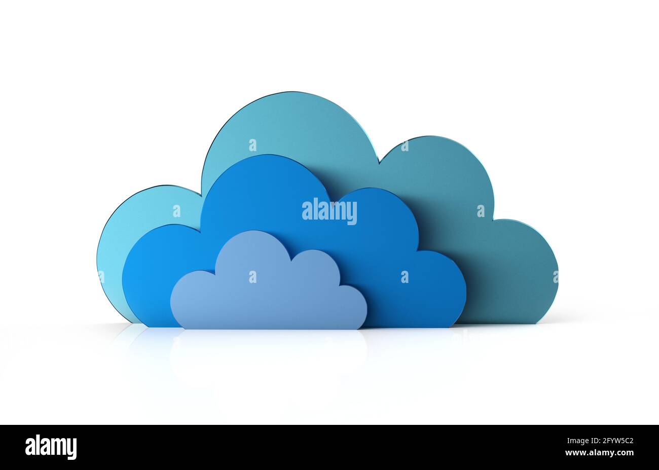 Cloud storage technology with 3d rendering blue clouds Stock Photo - Alamy