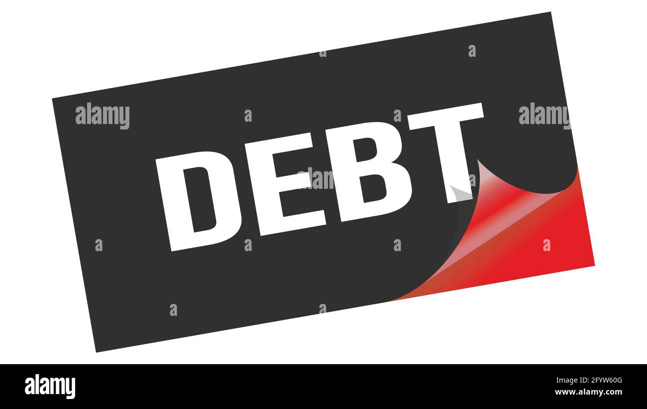 DEBT text written on black red sticker stamp Stock Photo - Alamy