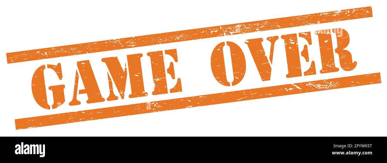 GAME OVER text on orange grungy rectangle vintage stamp Stock Photo - Alamy