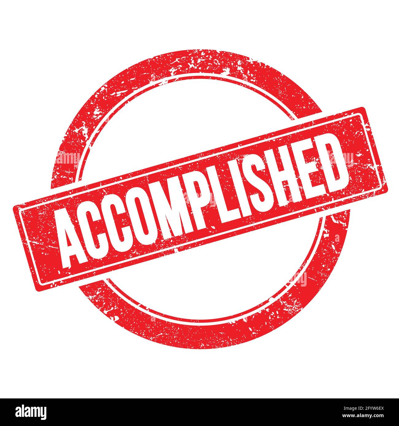 ACCOMPLISHED text on red grungy round vintage stamp Stock Photo - Alamy