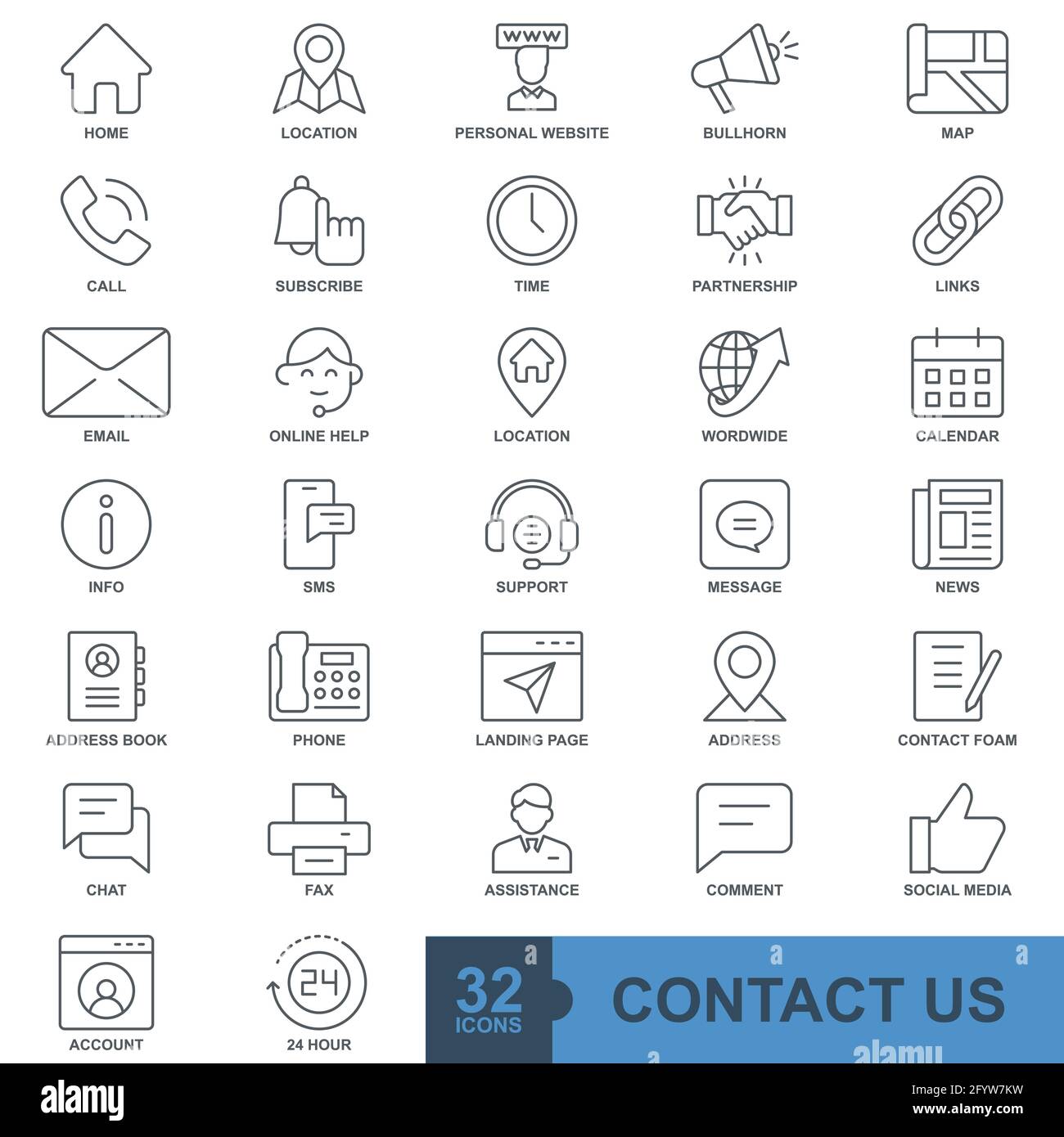 Contact us minimal thin line, solid, glyph, color, web icon set ...