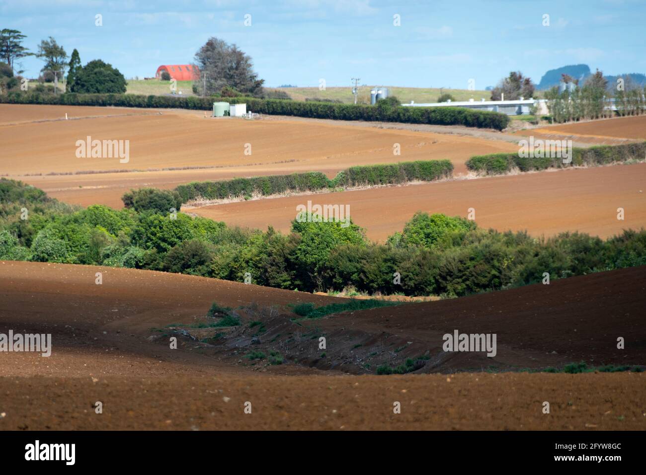 Ploughed fields, Pukekoe, Auckland, North Island, New Zealand Stock ...