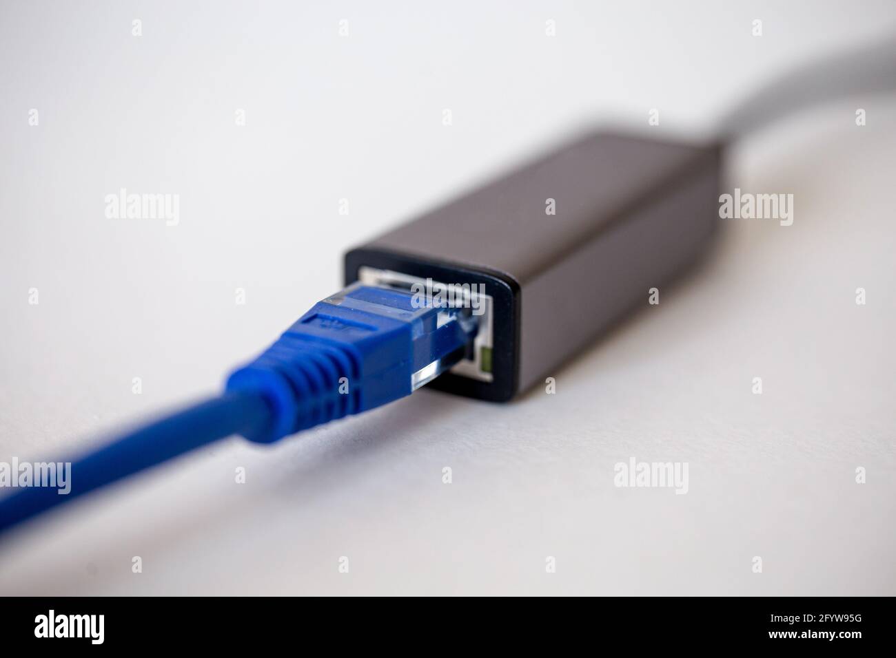 Ethernet laptop adapter - type C on a white background Stock Photo - Alamy