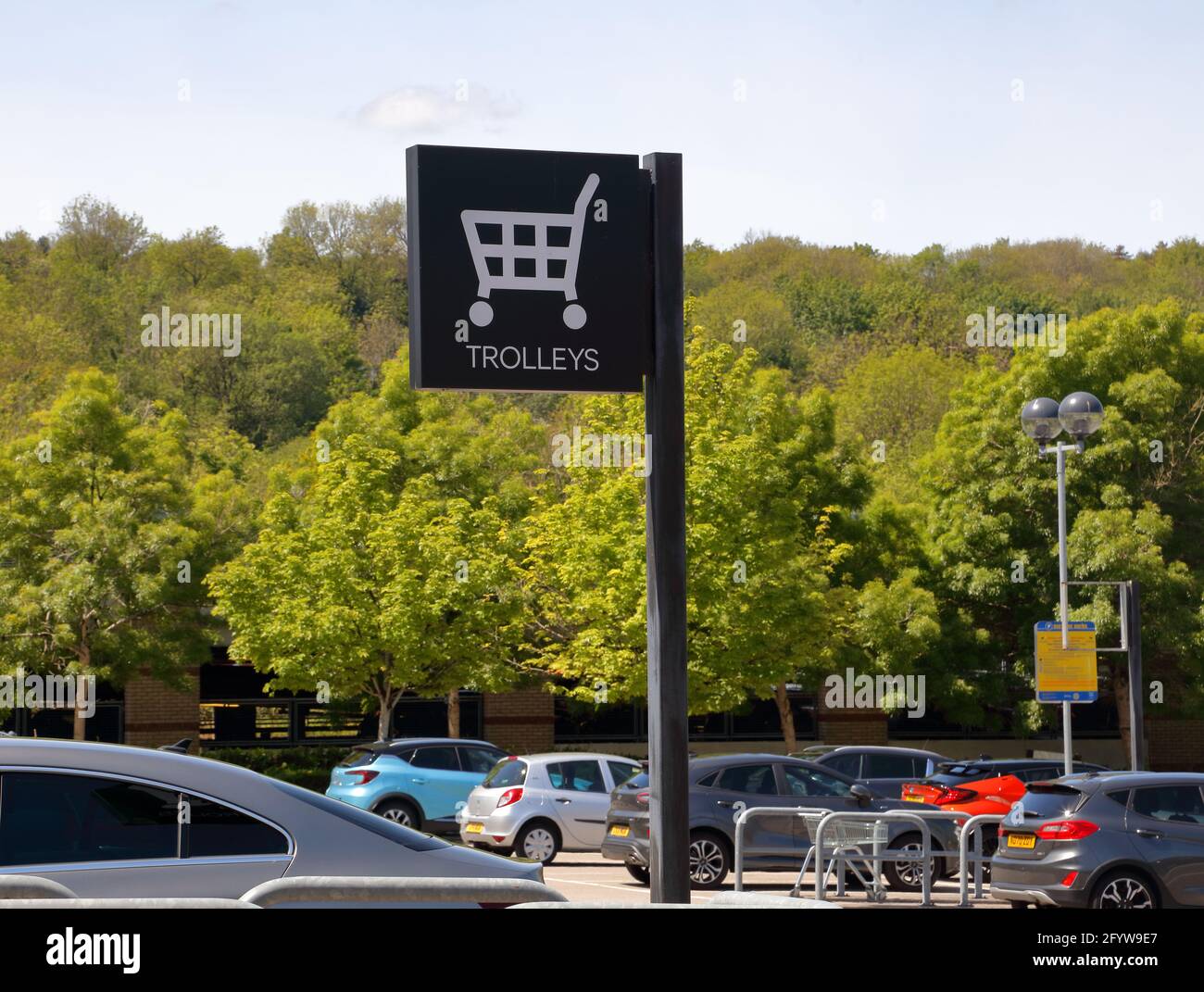 A clearly sighted sign denoting a trolley collection or dropping off ...