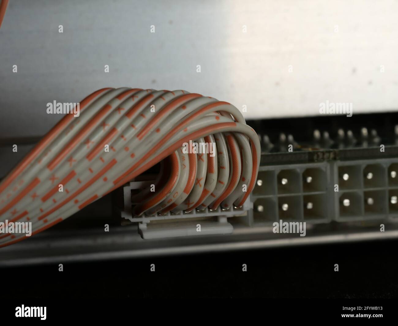 A closeup shot of a cable connection to the patch panel Stock Photo - Alamy