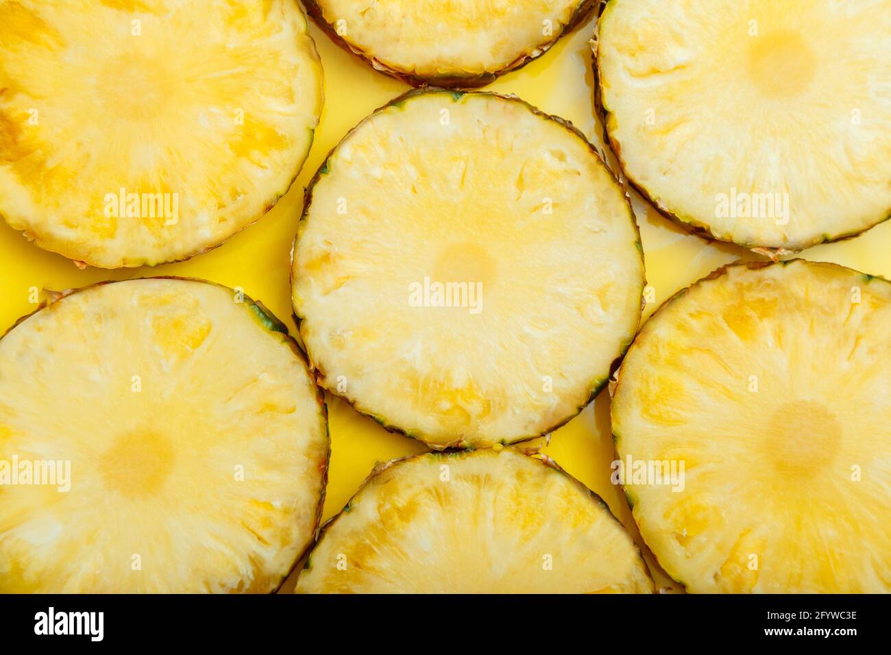 Pineapple pattern. Sliced pineapple circles Background. Food fruit ...