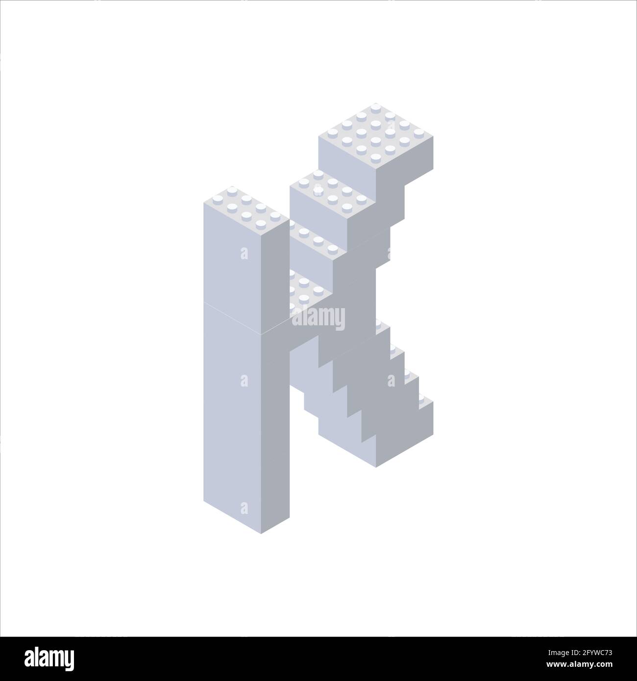 Isometric font made from color plastic blocks. The children s designer ...