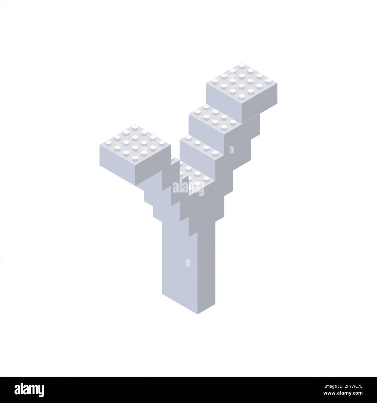 Isometric font made from color plastic blocks. The children s designer ...