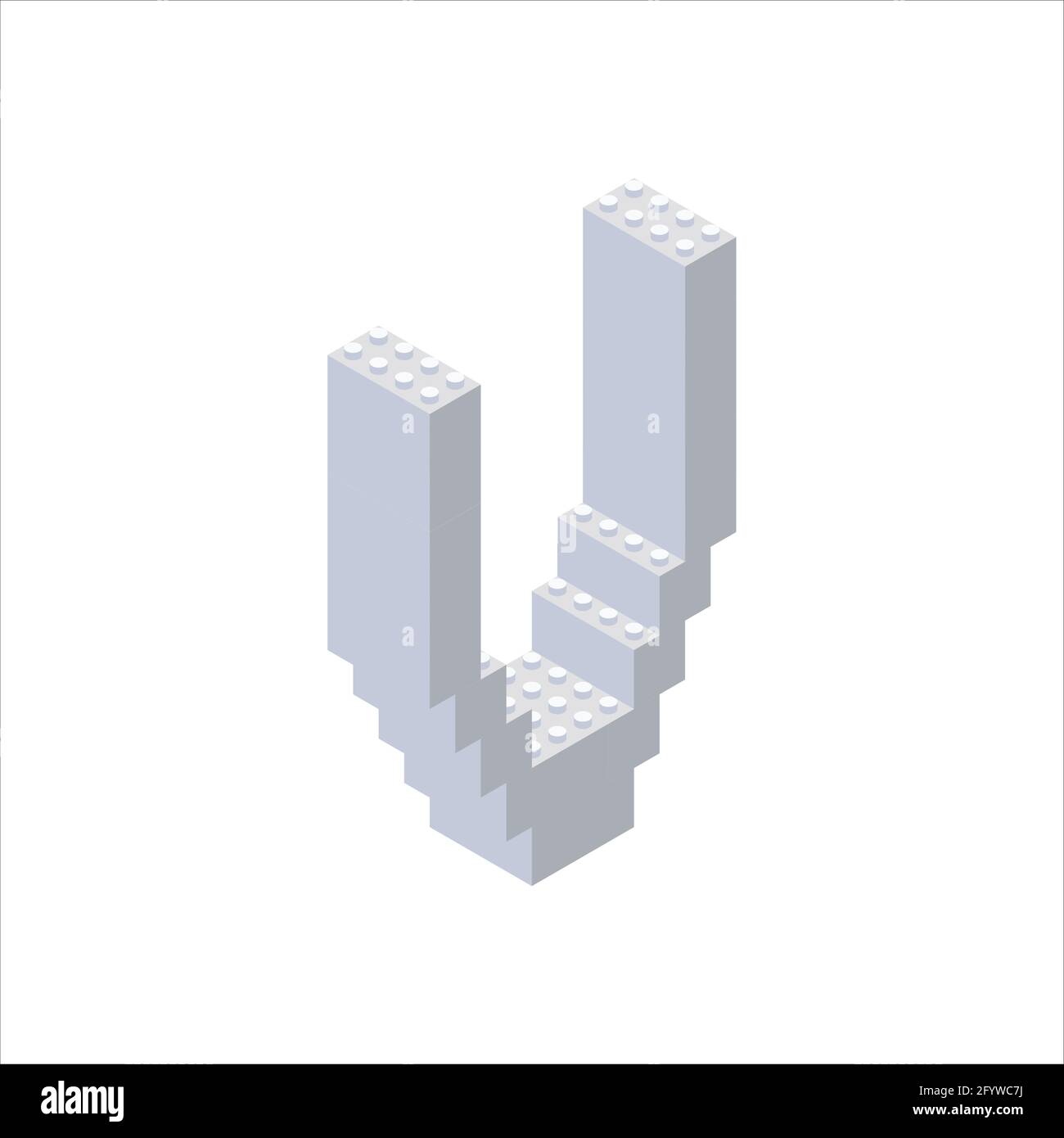 Isometric font made from color plastic blocks. The children s designer ...