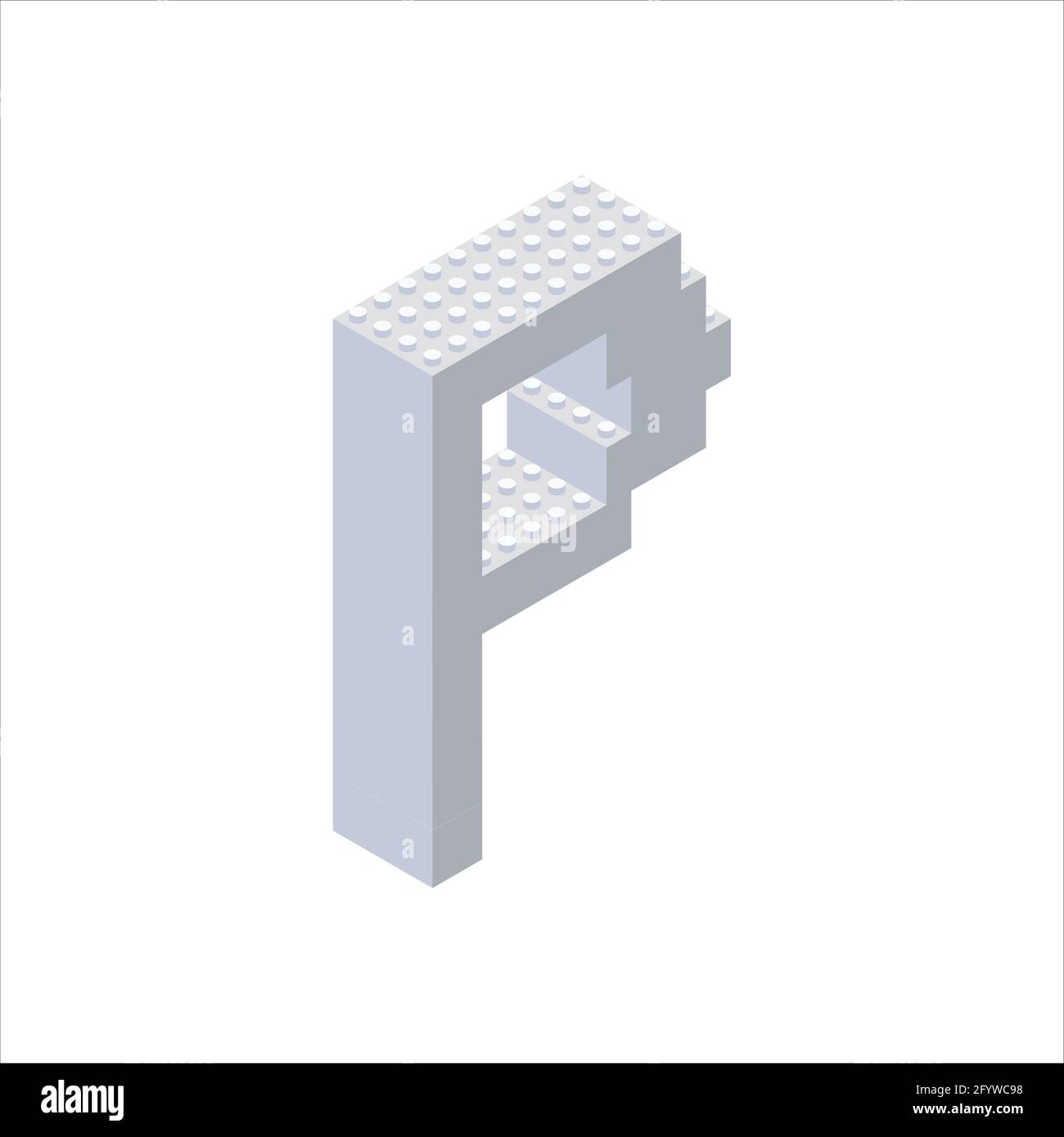 Isometric font made from color plastic blocks. The children s designer ...