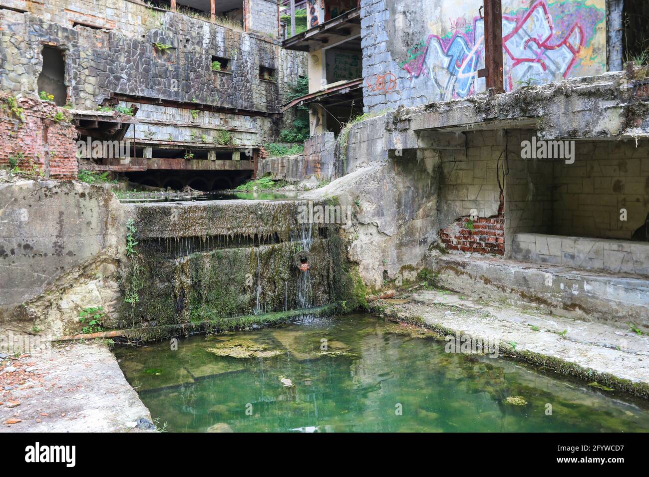 Abandoned holiday resort in the mountains, Porabka Kozubnik, Poland ...
