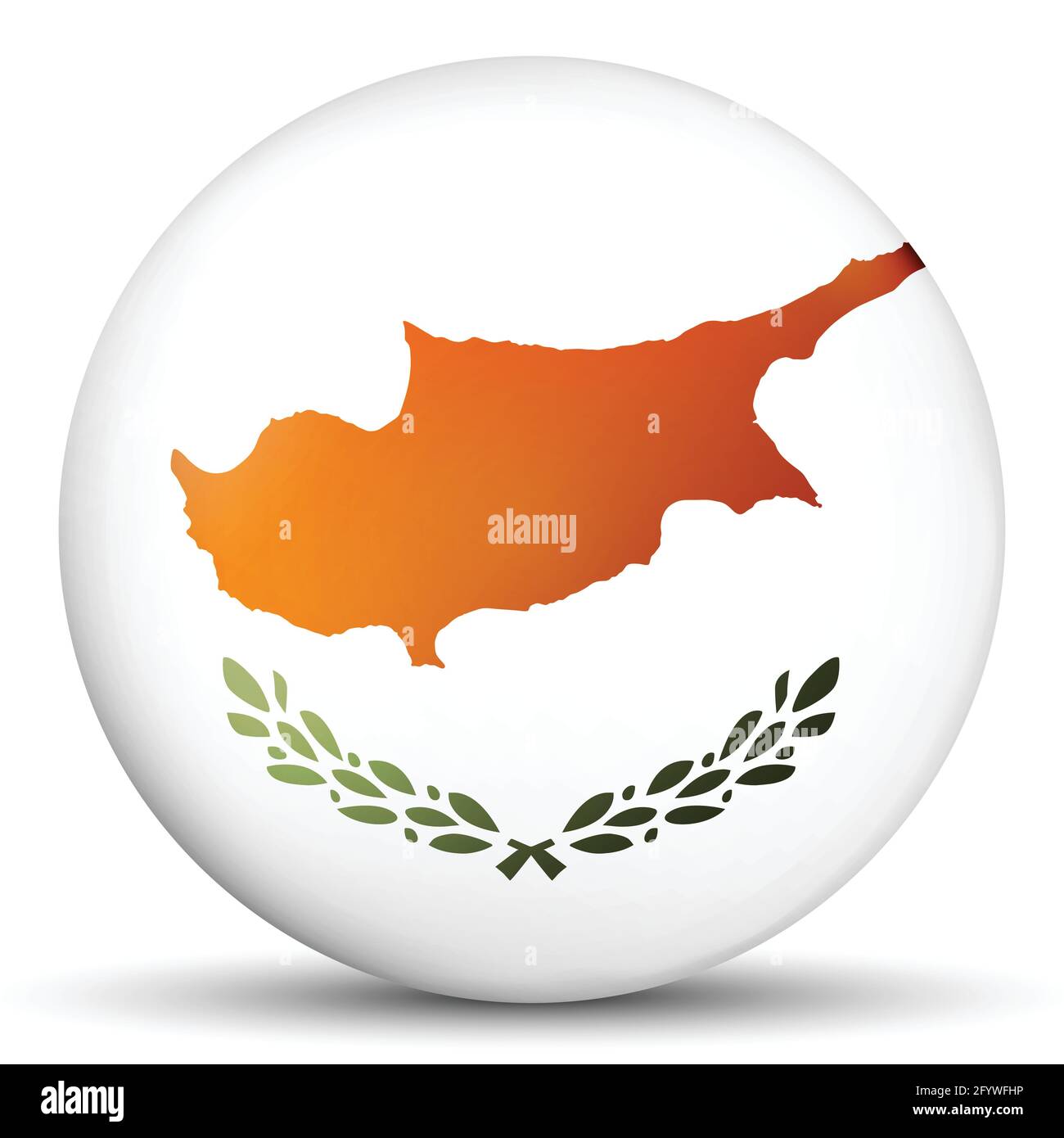 Glass light ball with flag of Cyprus. Round sphere, template icon ...