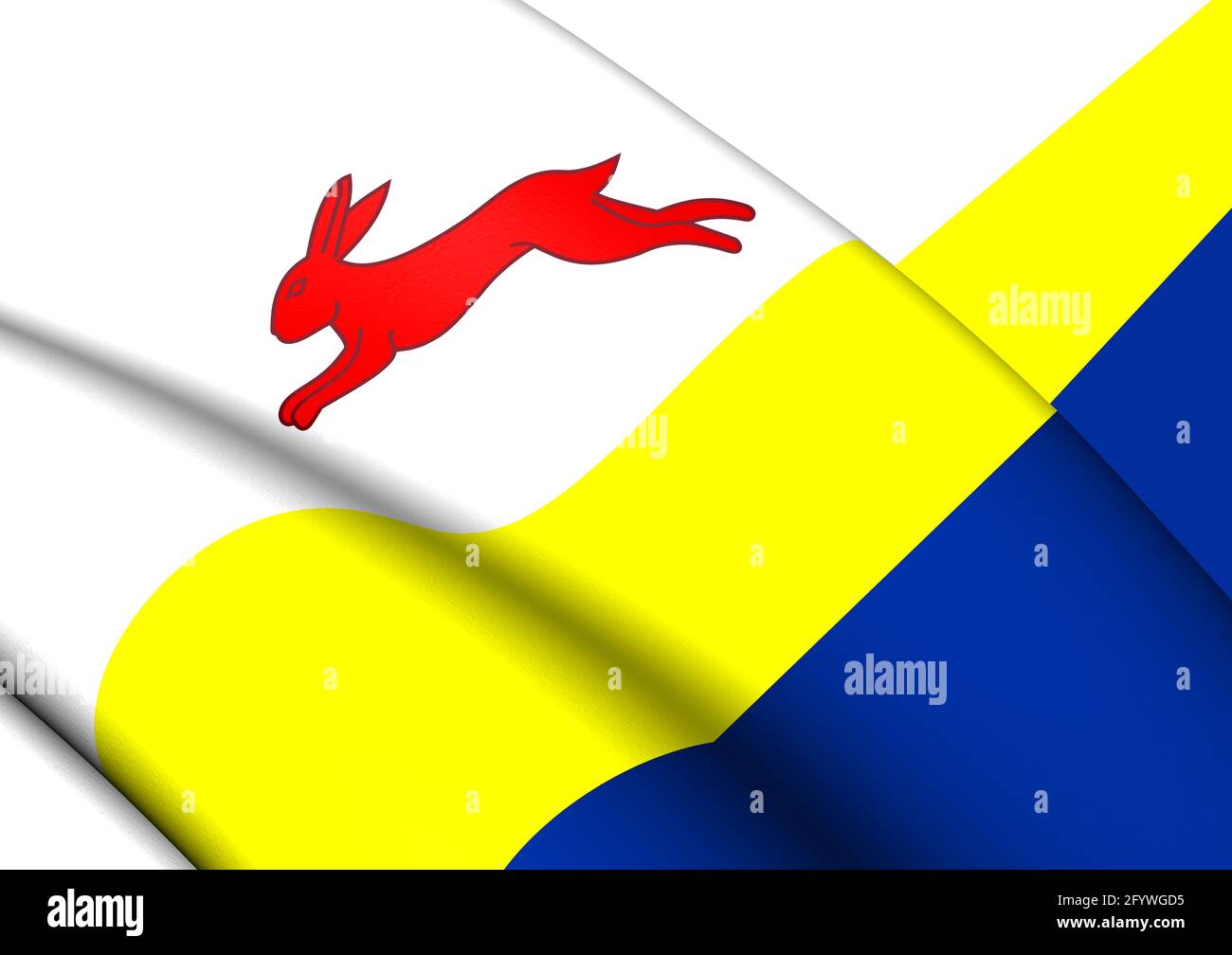 3D Flag of De Fryske Marren (Friesland), Netherlands. 3D Illustration ...