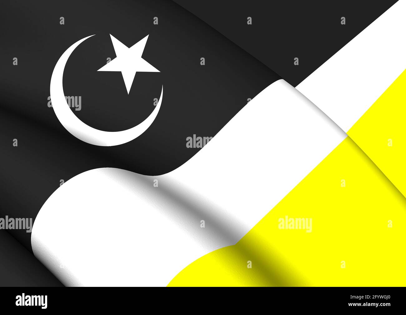 3D Flag of Hilir Perak District (Perak), Malaysia. 3D Illustration ...