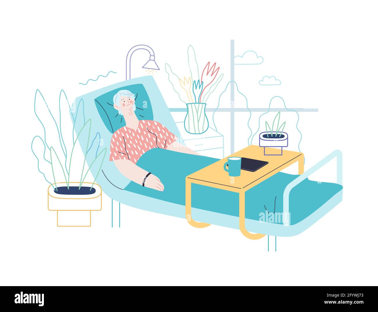 Private hospital bed Stock Vector Images - Alamy
