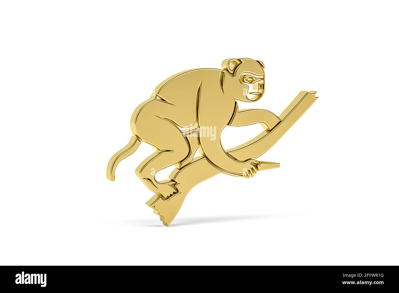 Golden 3d monkey icon isolated on white background - 3d render Stock ...