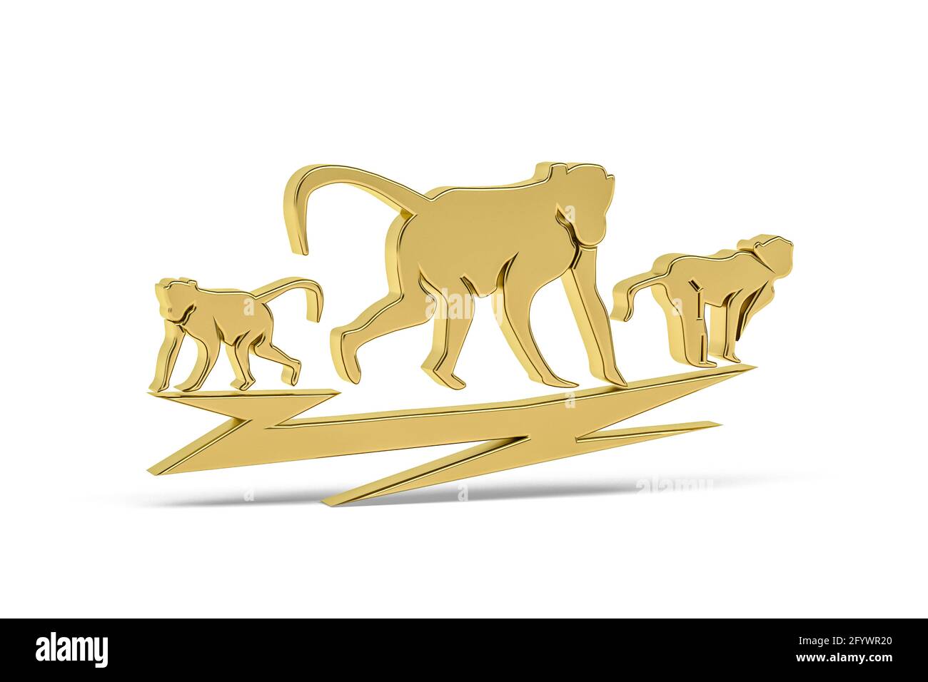 Golden 3d monkey icon isolated on white background - 3d render Stock ...