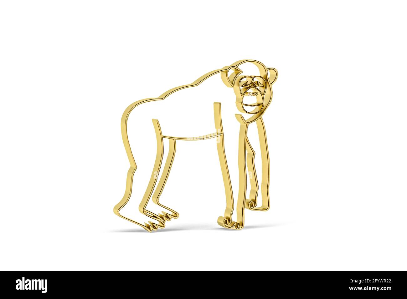 Golden 3d monkey icon isolated on white background - 3d render Stock ...