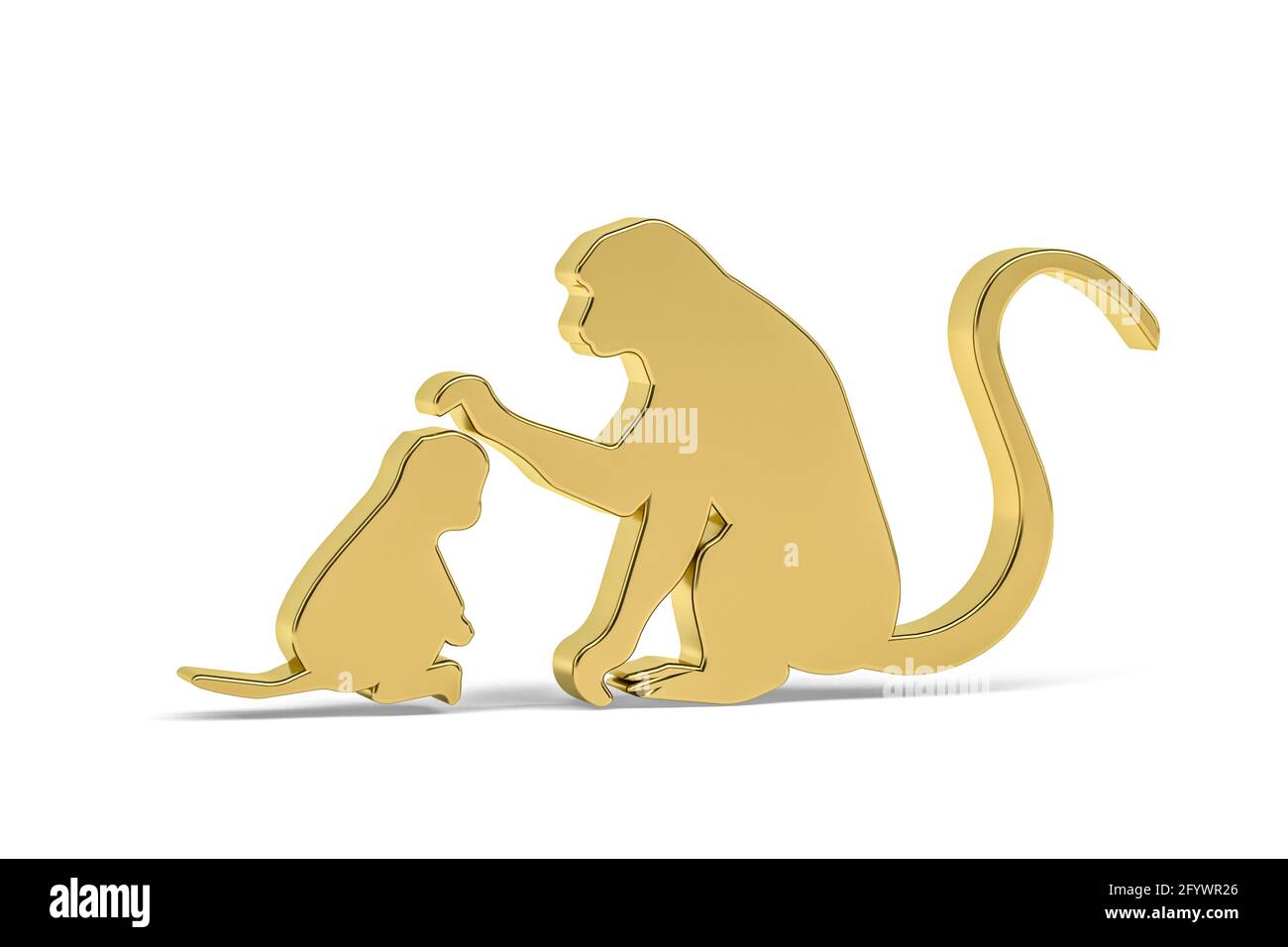 Golden 3d monkey icon isolated on white background - 3d render Stock ...