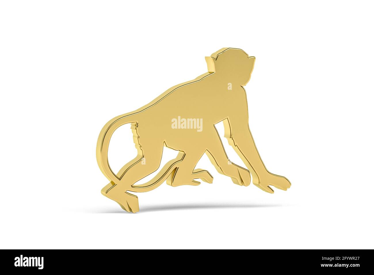 Golden 3d monkey icon isolated on white background - 3d render Stock ...