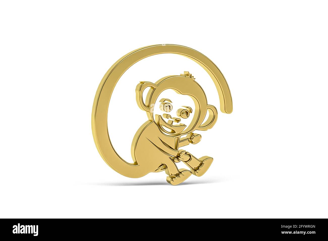 Golden 3d monkey icon isolated on white background - 3d render Stock ...