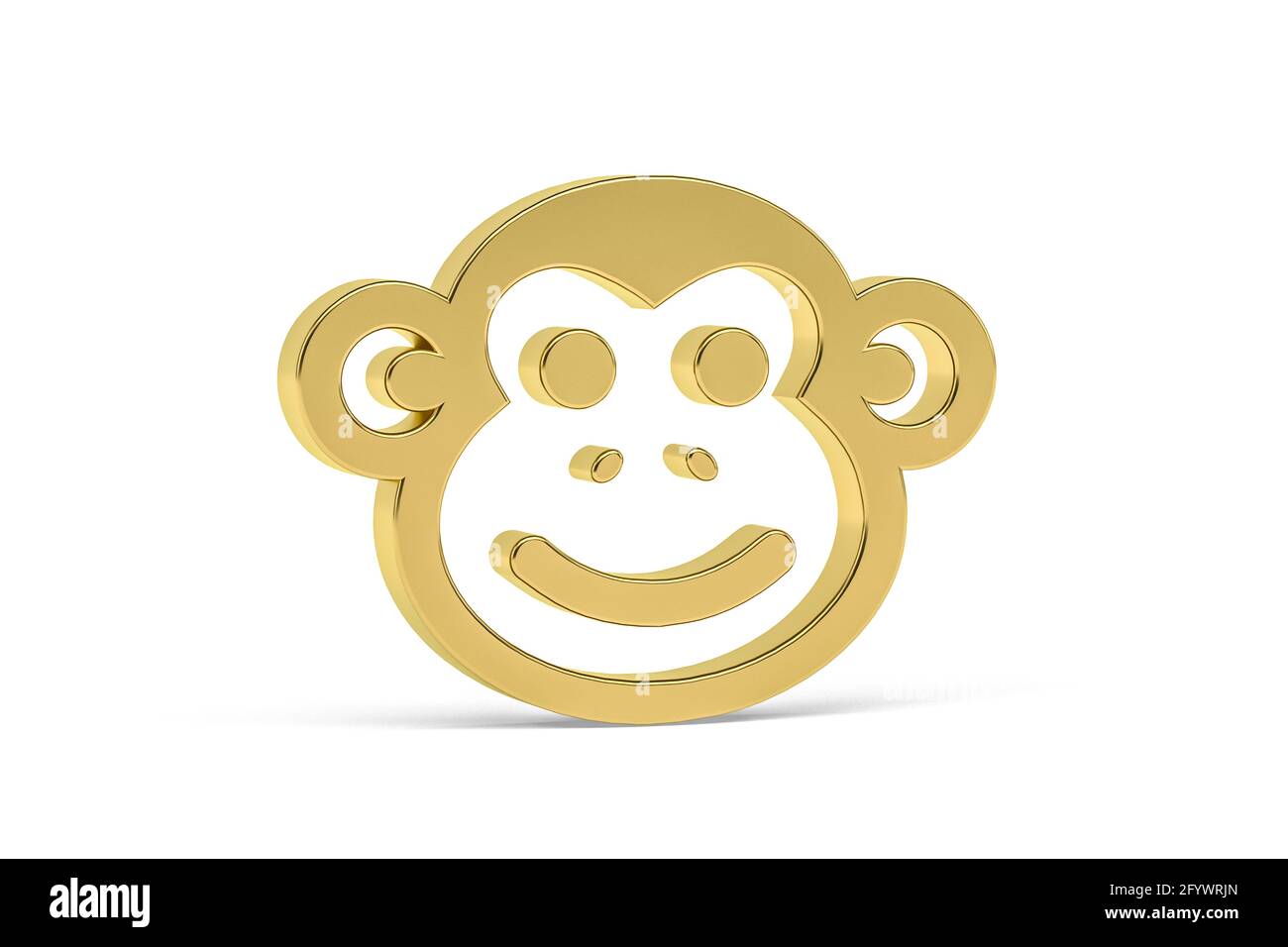 Golden 3d monkey icon isolated on white background - 3d render Stock ...