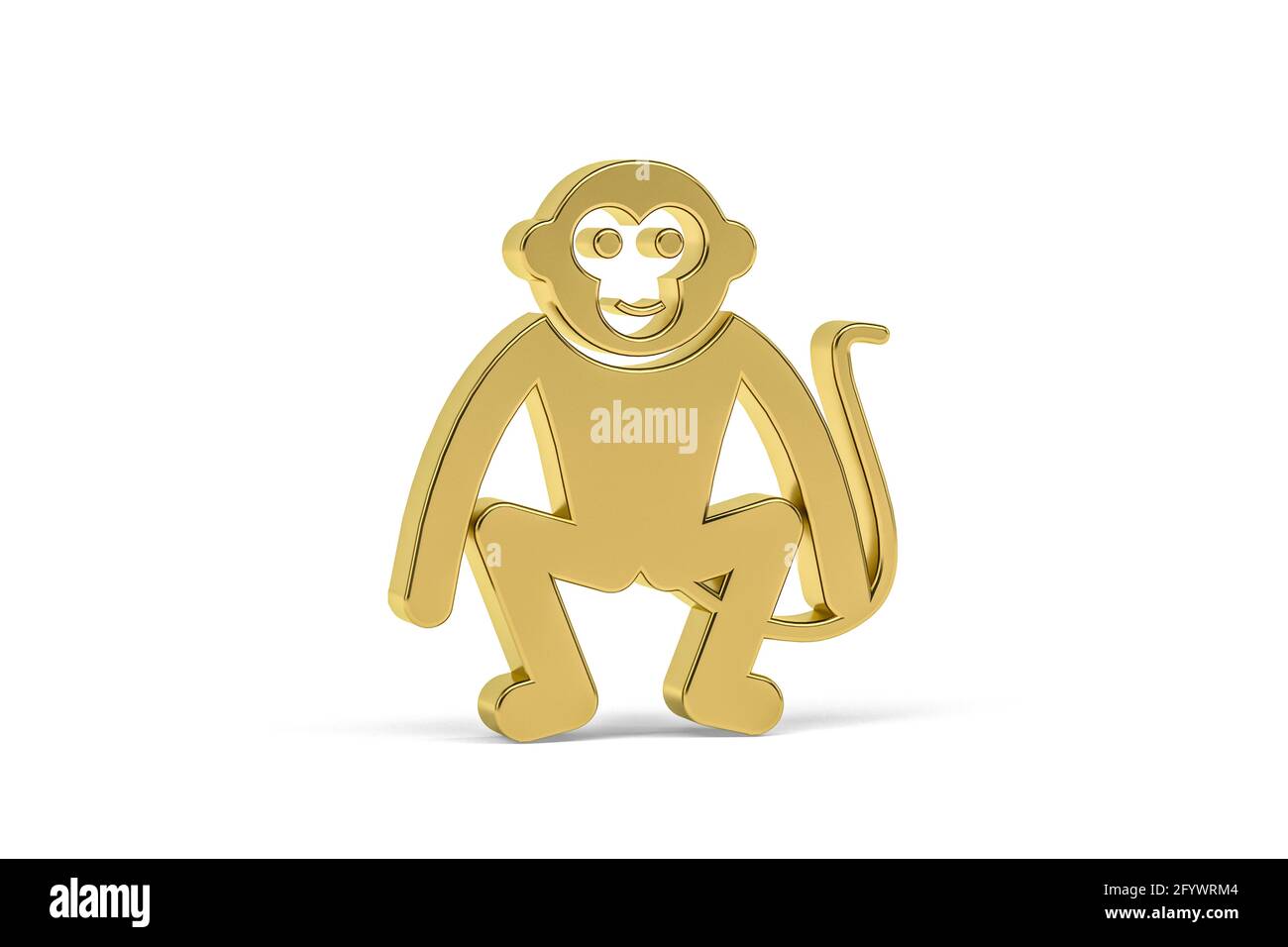 Golden 3d monkey icon isolated on white background - 3d render Stock ...