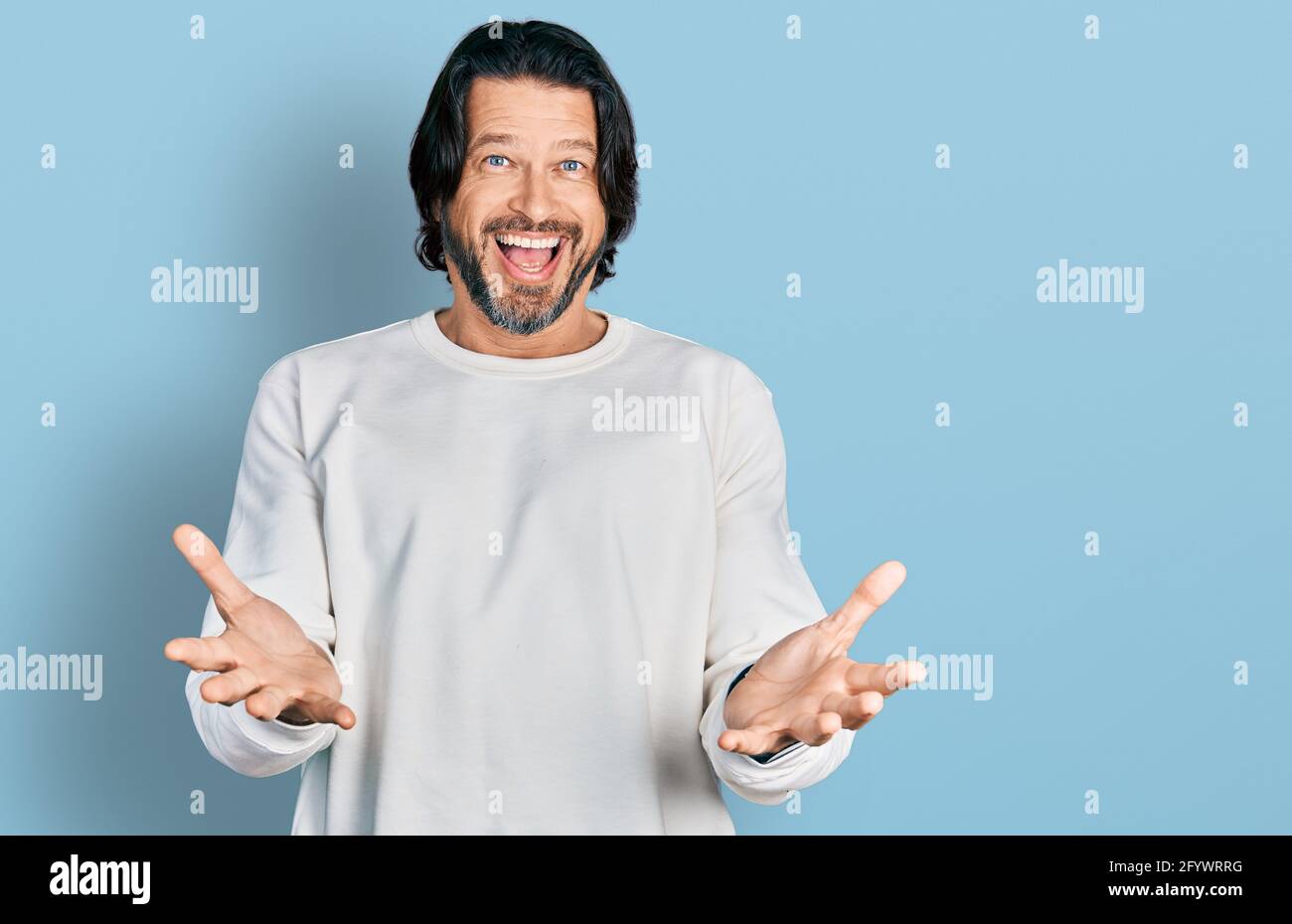 Middle age caucasian man wearing casual clothes smiling cheerful with ...