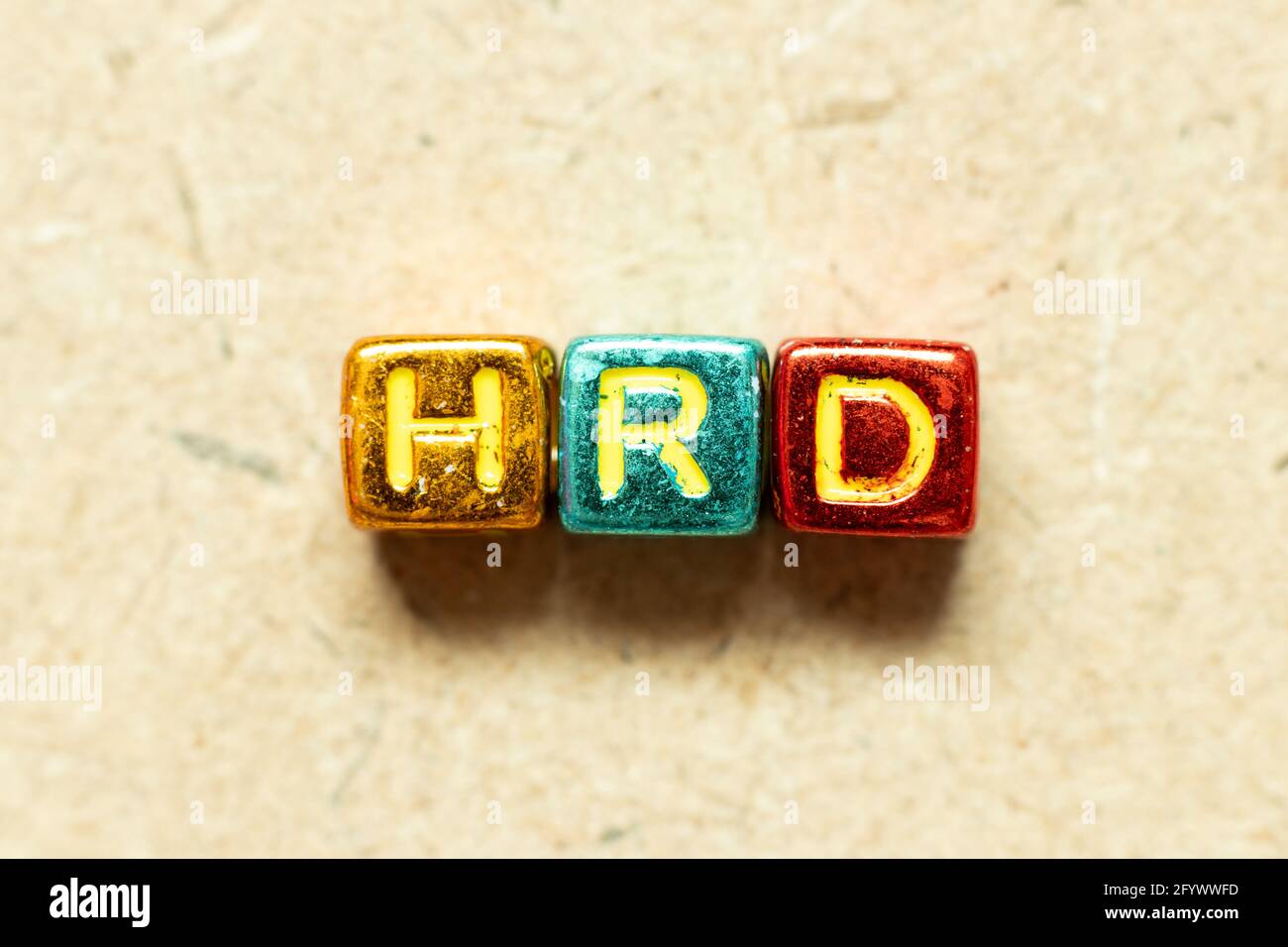 Metallic color alphabet letter block in word HRD (Abbreviation of human ...