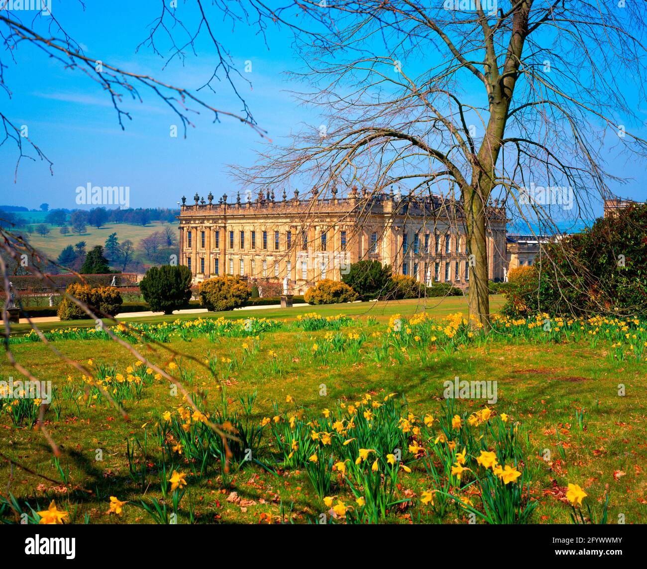 UK, England, Derbyshire, Peak District National Park, Chatsworth House ...