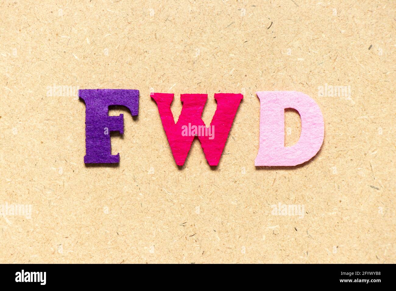Color cloth alphabet letter in word FWD (Abbreviation of forward) on ...