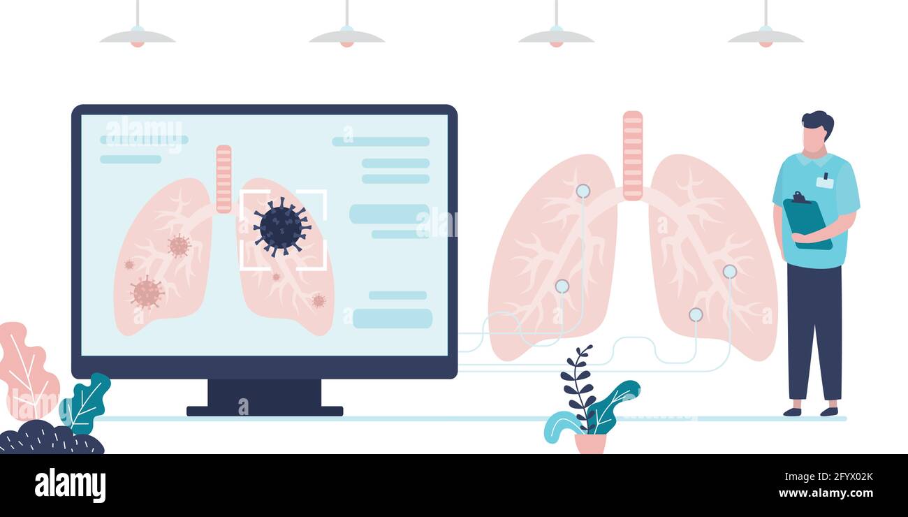 Covid 19 lung on screen Stock Vector Images - Alamy