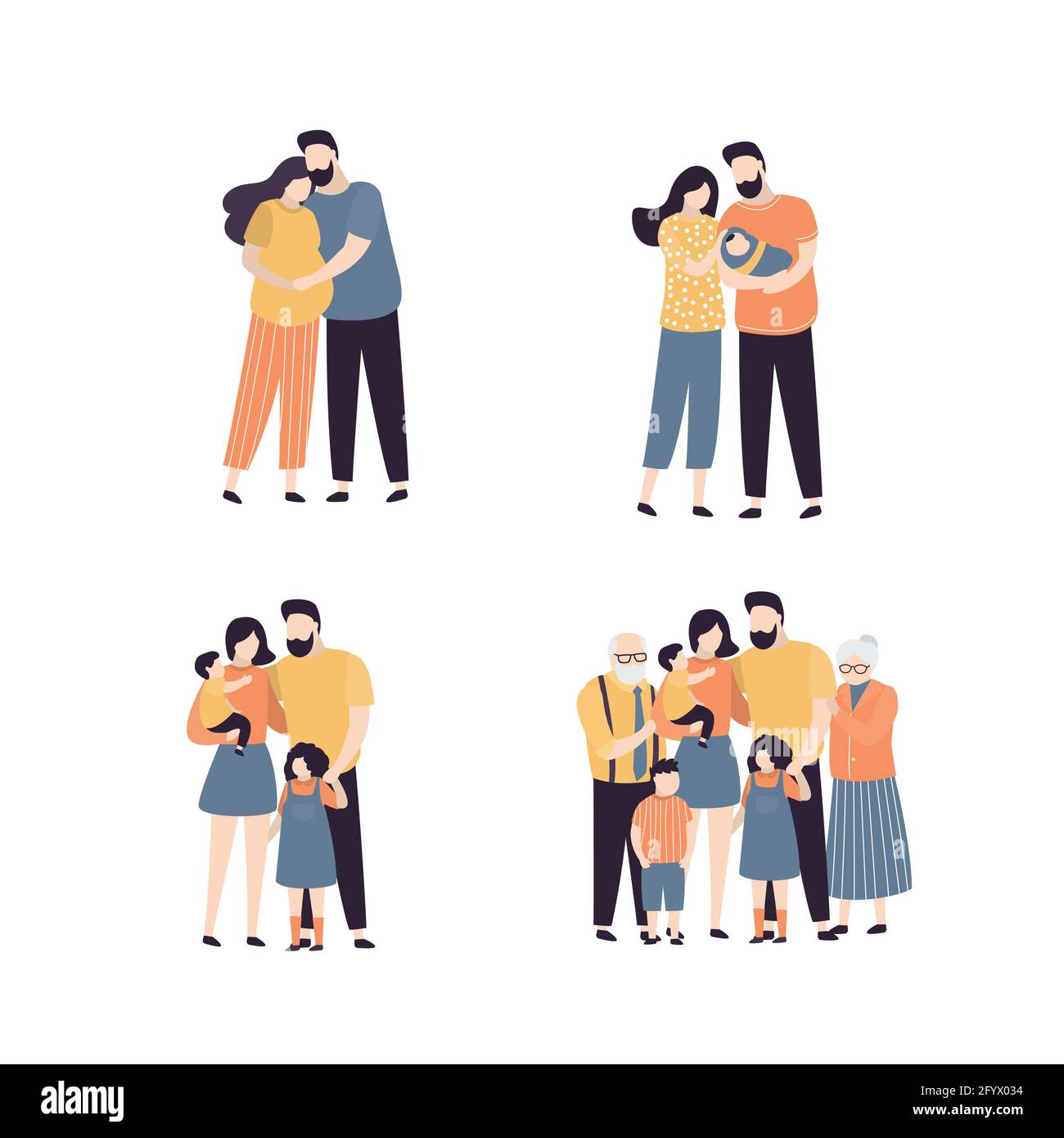Family Hugging Cartoon