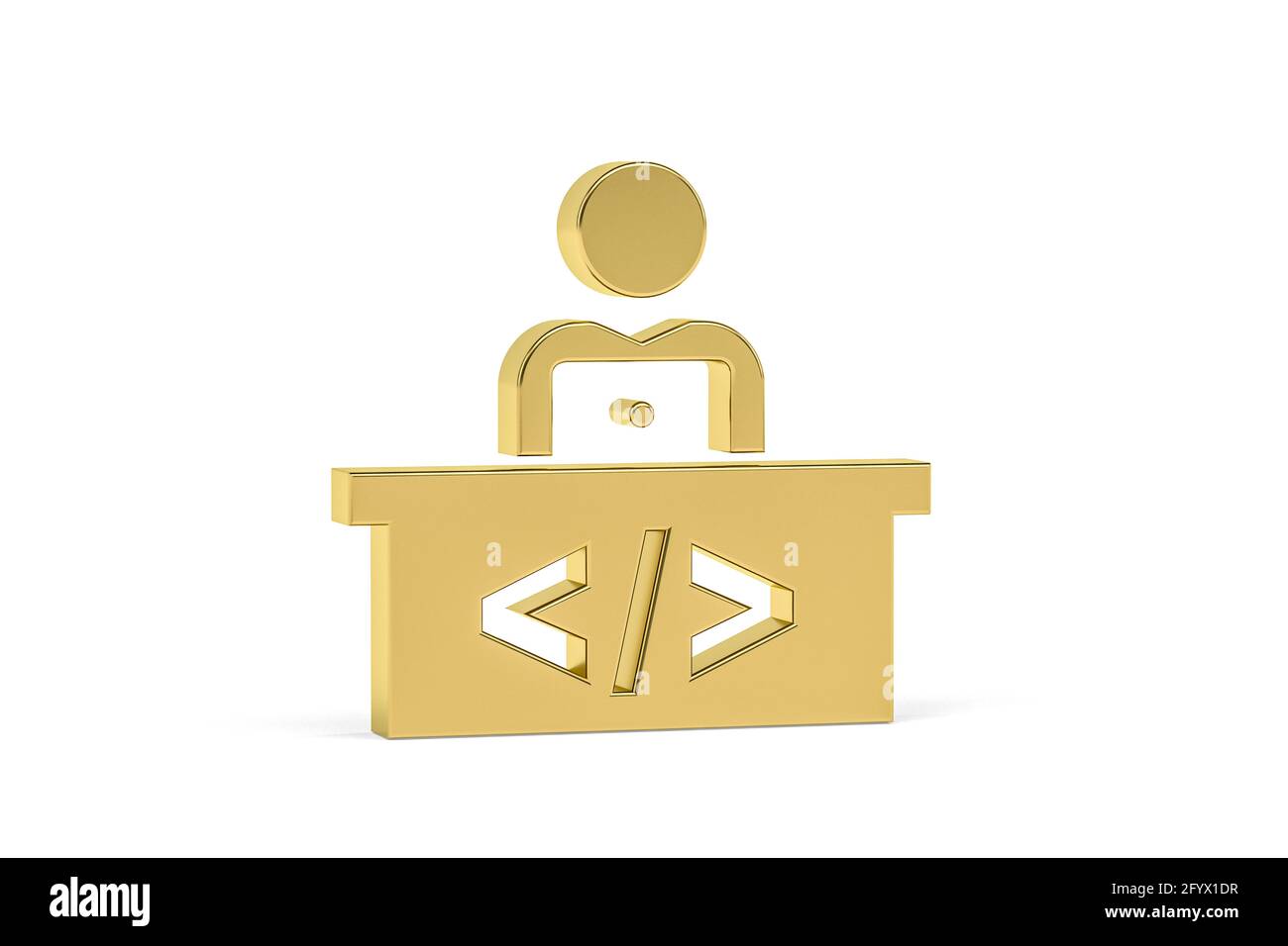 Golden 3d developer icon isolated on white background - 3D render Stock ...