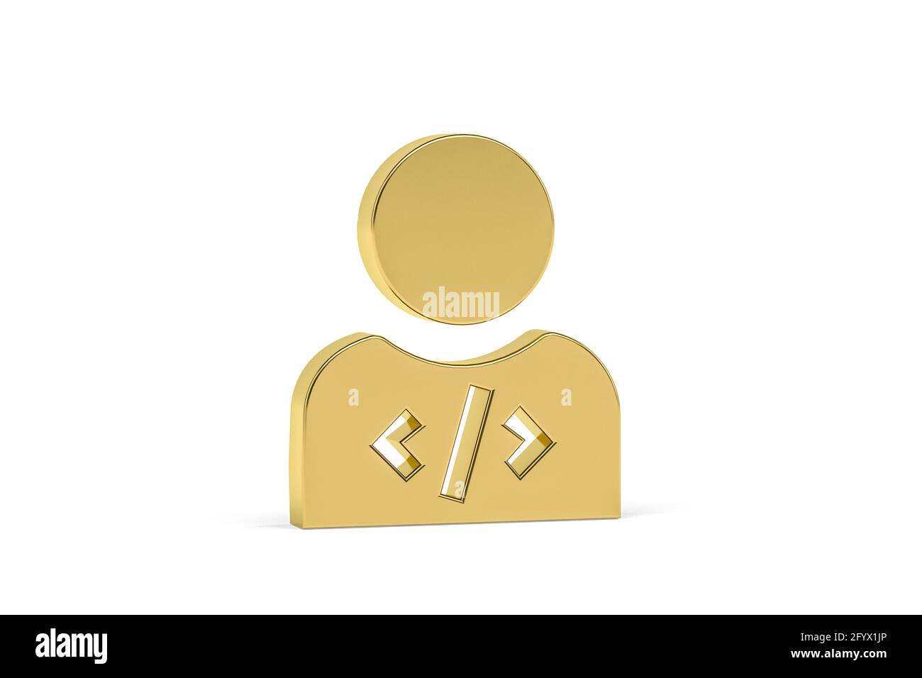 Golden 3d developer icon isolated on white background - 3D render Stock ...