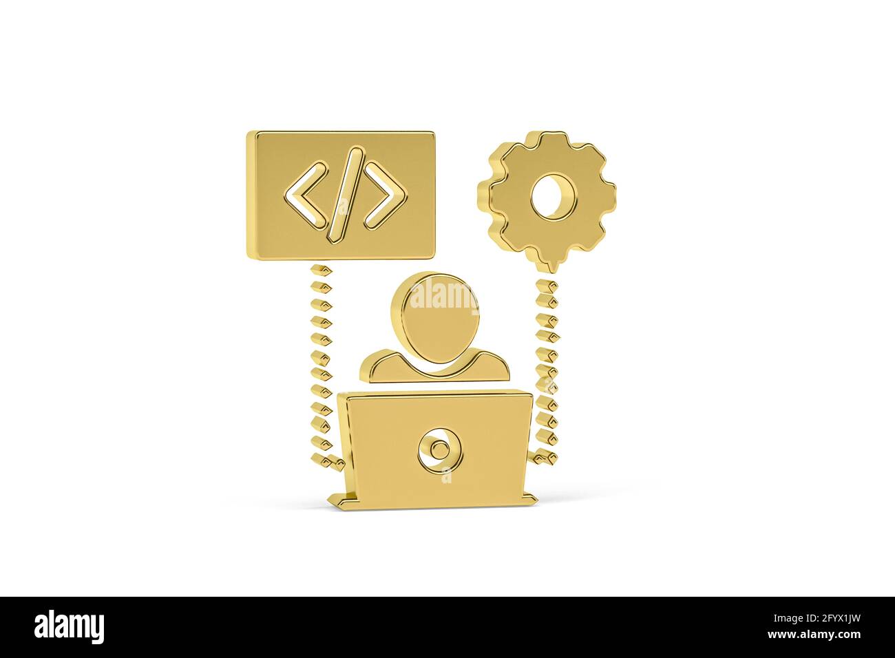 Golden 3d developer icon isolated on white background - 3D render Stock ...