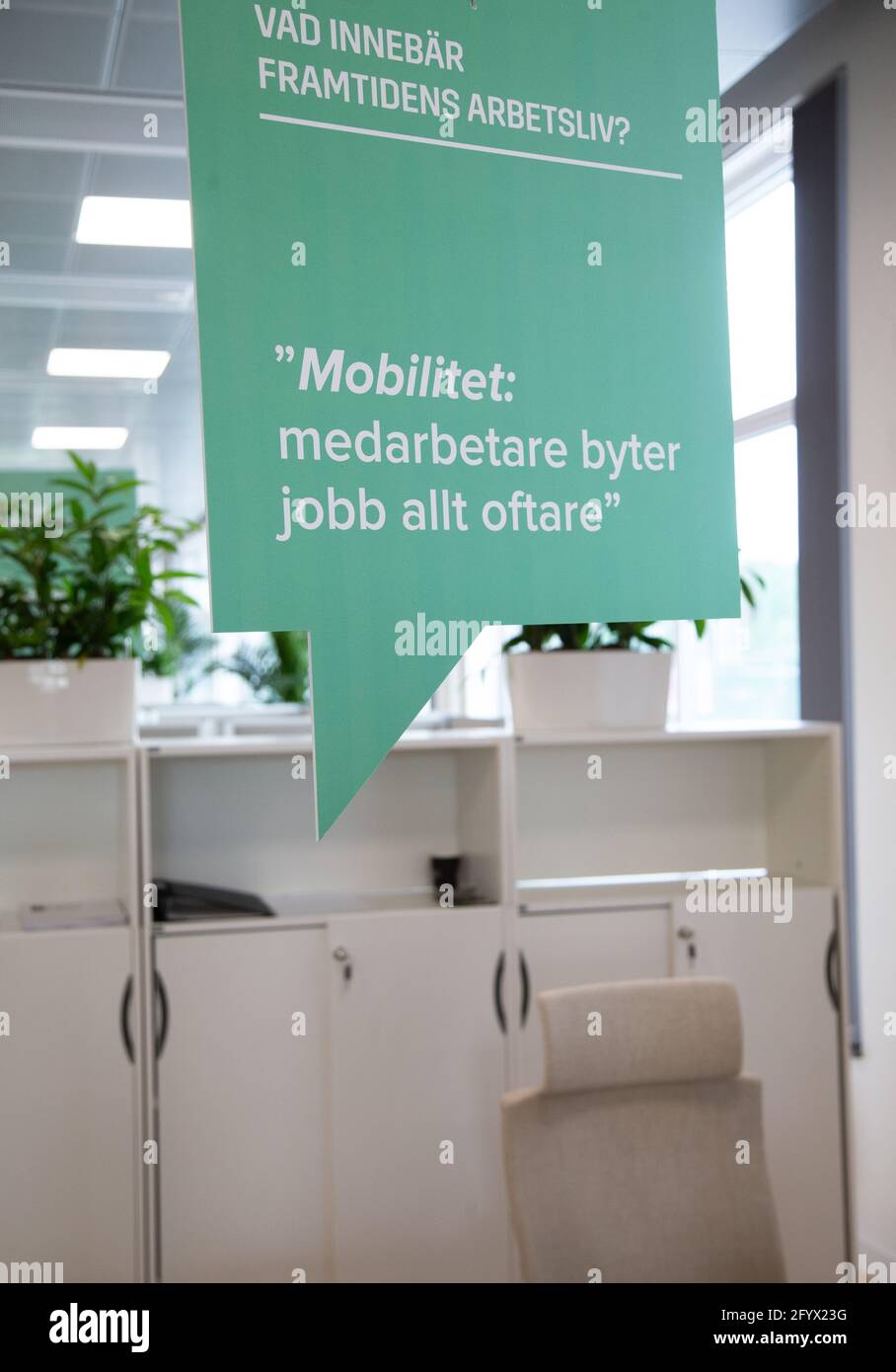 Signs about the working life of the future, Vallastaden in the city of ...