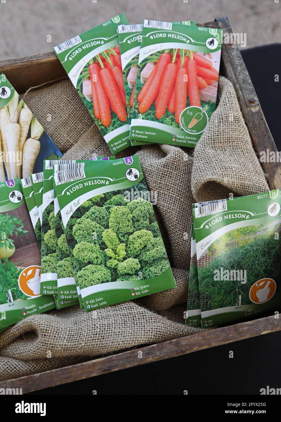 Seed bags from Lord Nelson in the city of Linköping, Sweden Stock Photo ...