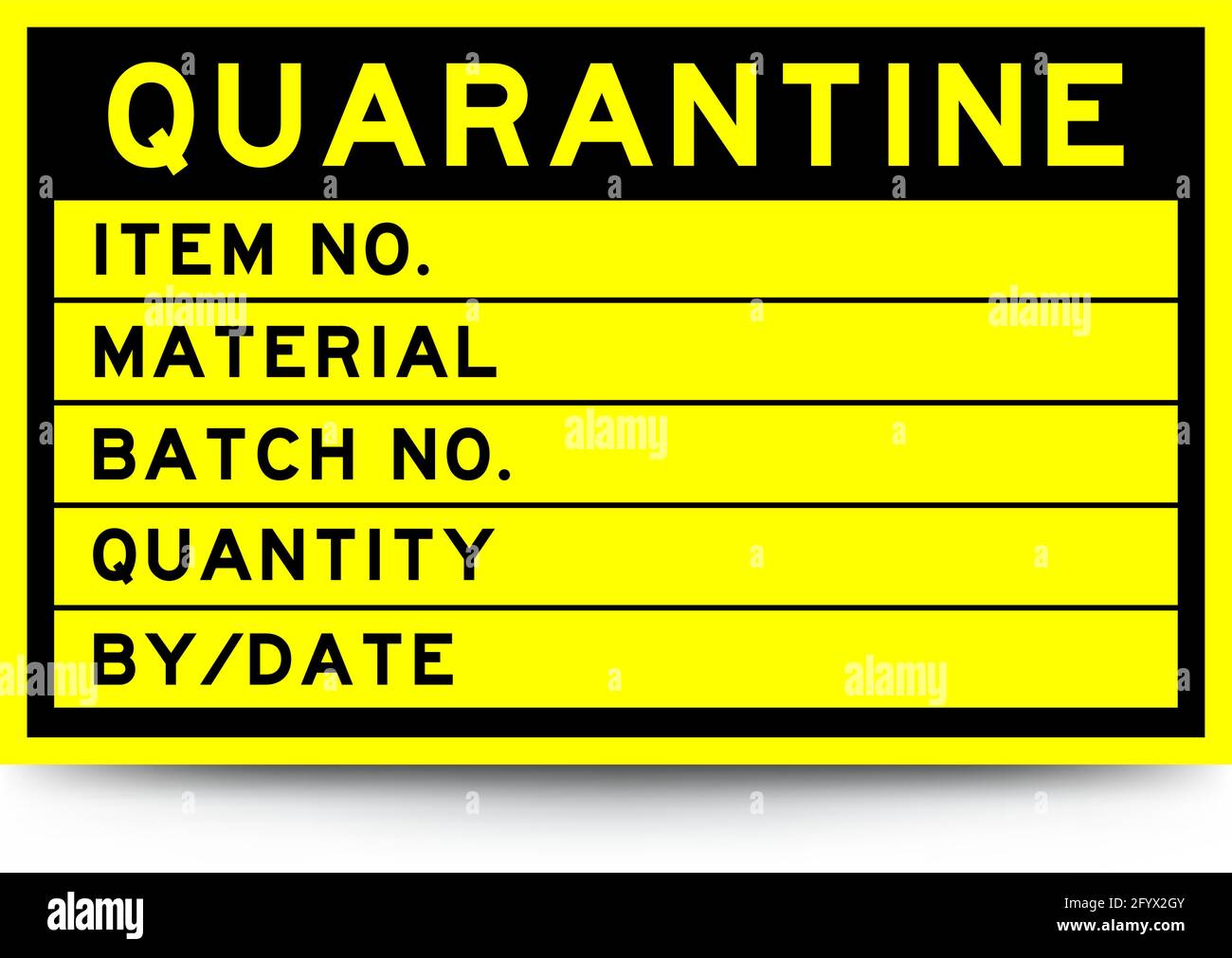Square yellow color label banner with headline in word quarantine and ...