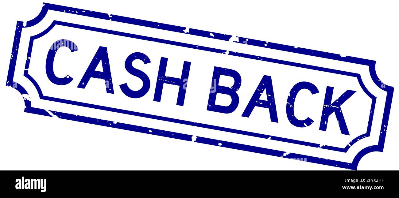 Grunge blue cash back word rubber seal stamp on white background Stock ...