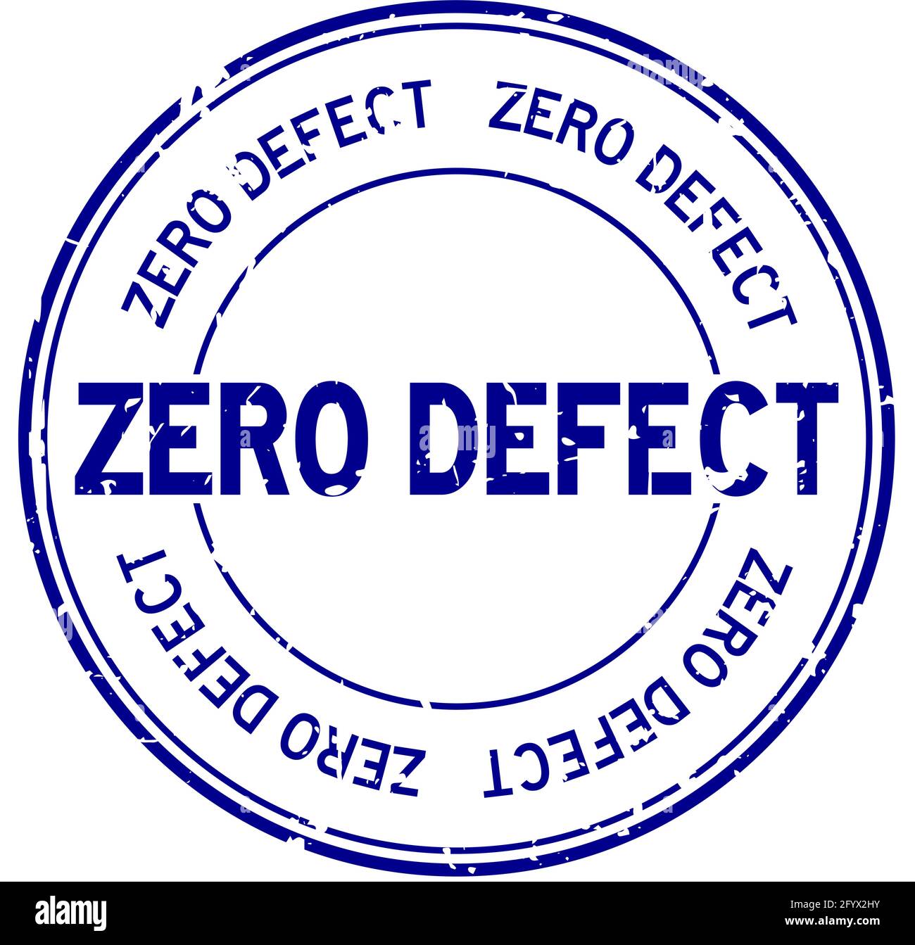 Grunge black zero defect word round rubber seal stamp on white ...