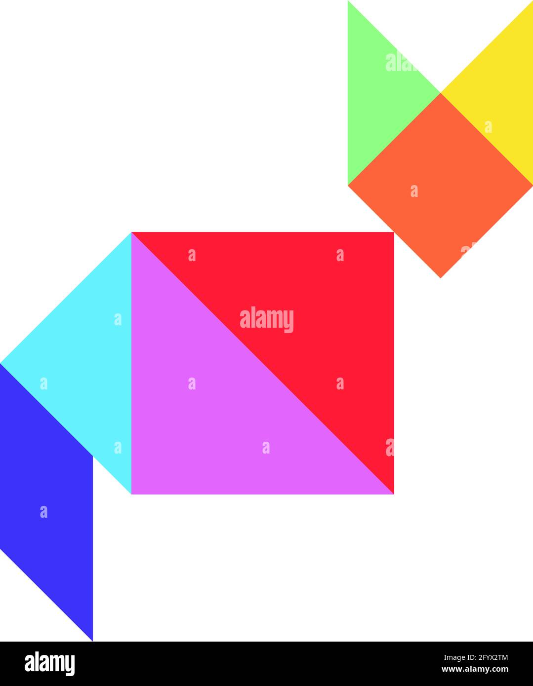Color tangram puzzle in cat shape on white background Stock Vector ...