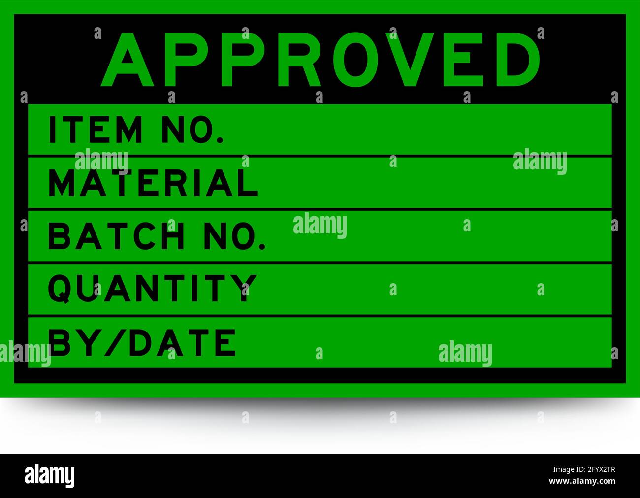 Square green color label banner with headline in word approved and ...