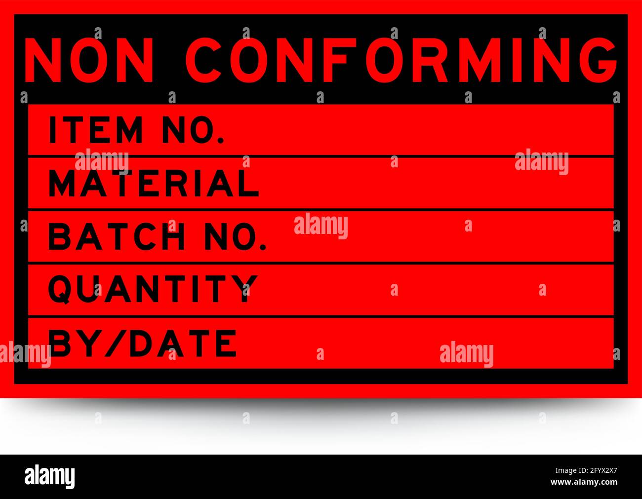 Square red color label banner with headline in word non conforming and ...