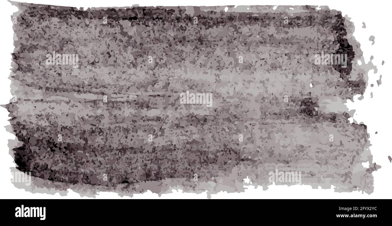Black color watercolor handdrawing texture as brush or banner on white ...