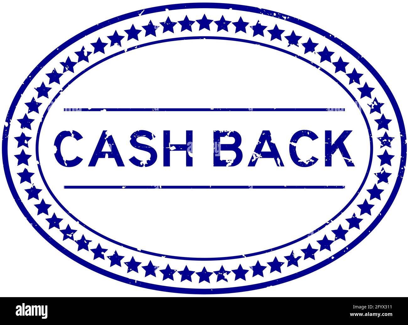 Grunge blue cash back word oval rubber seal stamp on white background ...