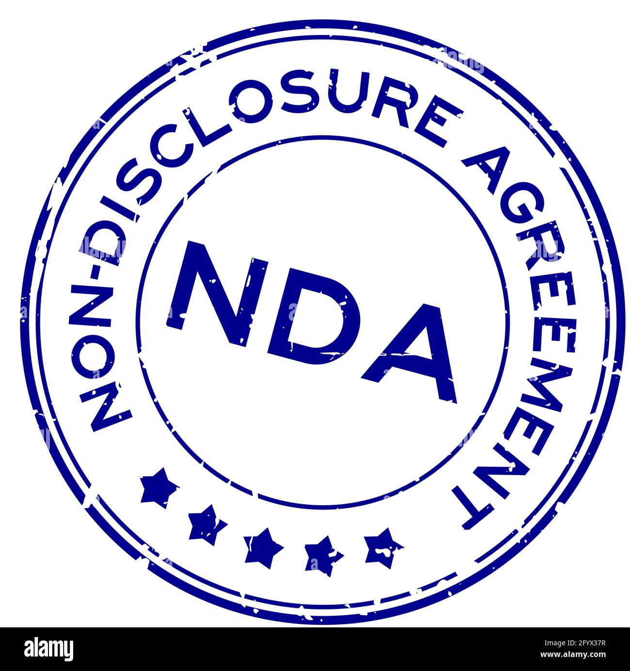 Grunge blue NDA Non-disclosure agreement word round rubber seal stamp on white background Stock ...